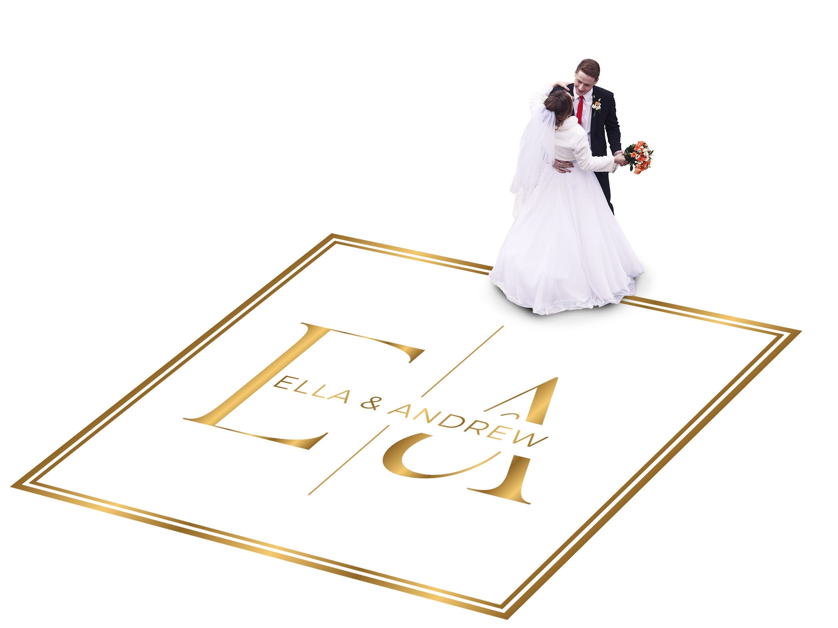 Custom Wedding Decal Dance Floor Wrap. Gloss Removable Vinyl. Monogram ...